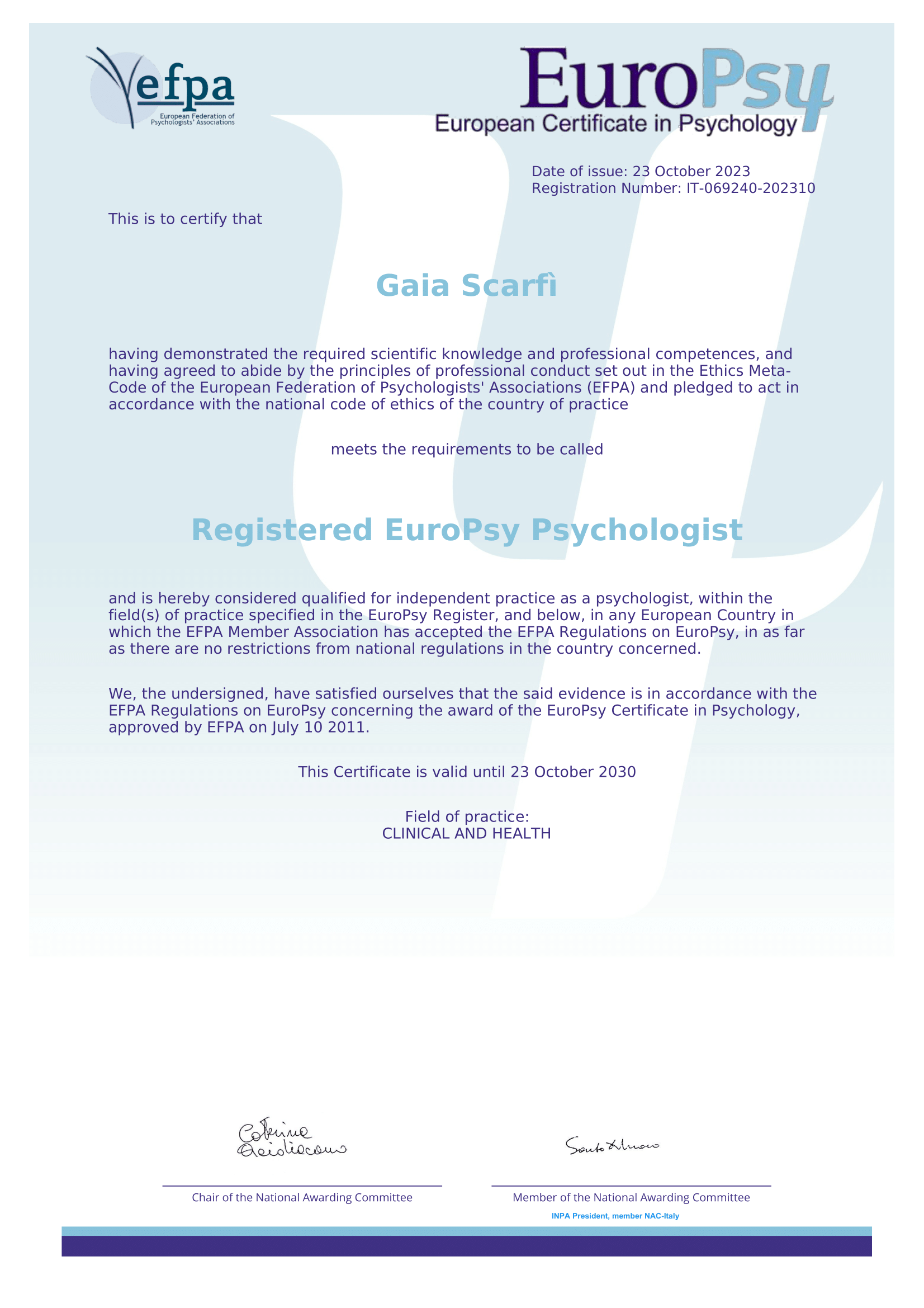 DOTT.SSA GAIA SCARFì – STUDIO DI PSICOTERAPIA